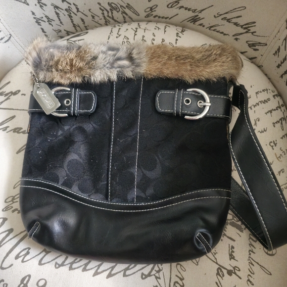 Coach | Bags | Coach Vintage 204 Fur Trimmed Shoulder Bag In Guc | Poshmark